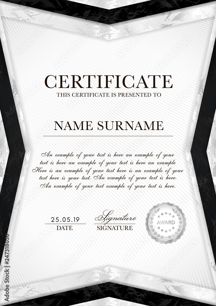 Silver certificate template with line guilloche background pattern ...