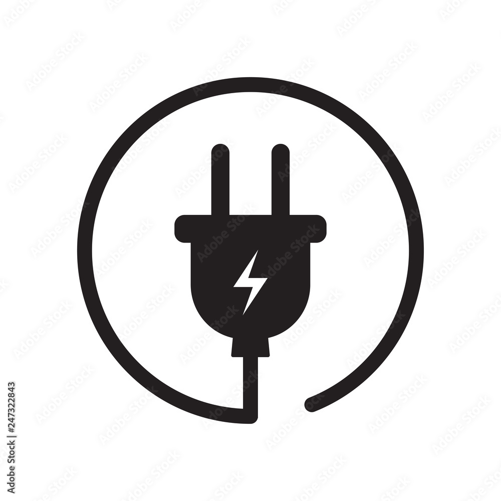 Electric plug, black icon. Vector illustration Stock Vector | Adobe Stock