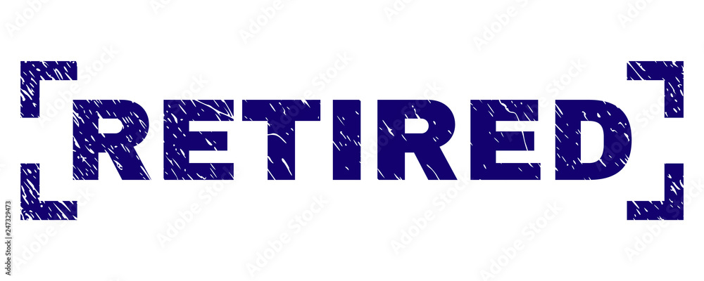 RETIRED text seal watermark with corroded effect. Text title is placed ...