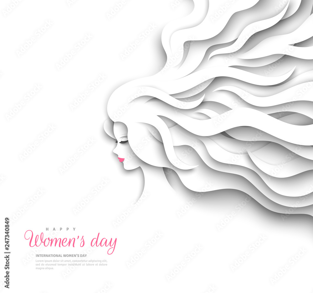 Pretty girl with paper cut hair Stock Vector | Adobe Stock