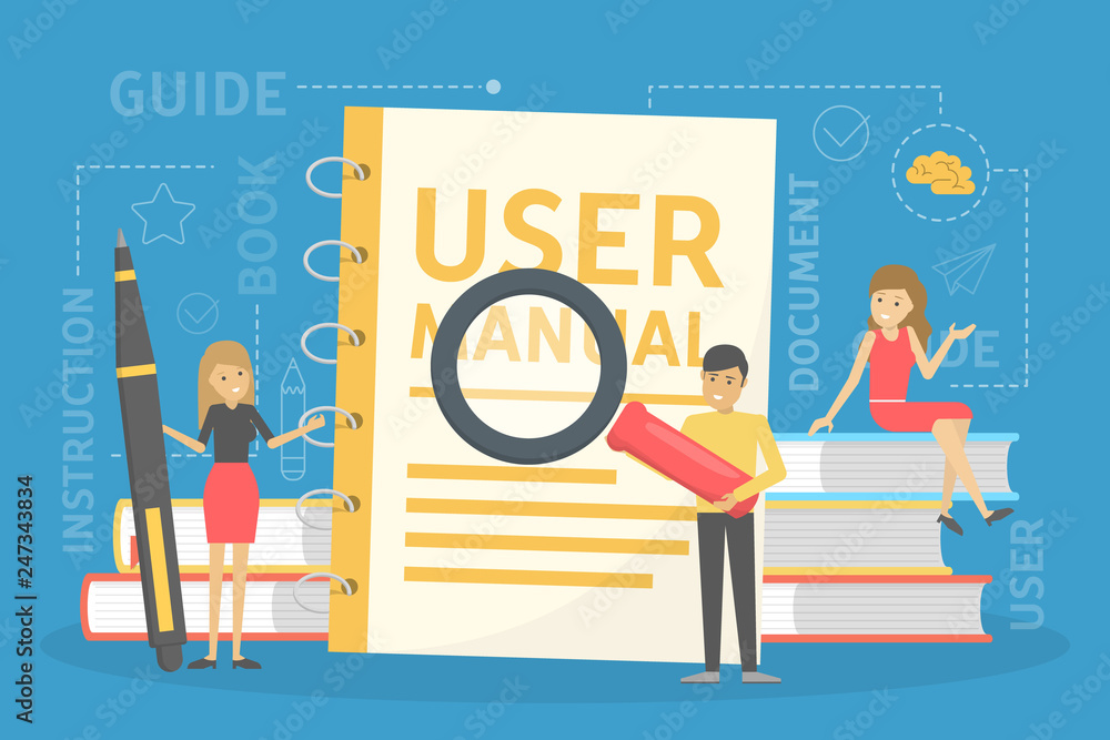 User manual concept. Guide book or instruction Stock Vector | Adobe Stock