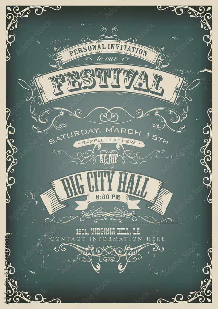 Vintage Design Invitation Poster/ Illustration of a vintage invitation ...