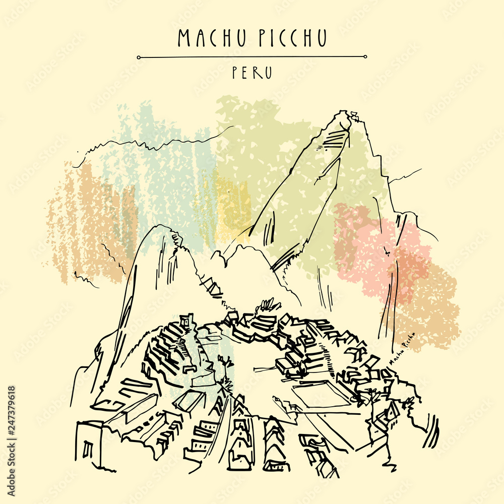 Stunning view of Machu Picchu, Peru. Famous Inca town in the Andes ...