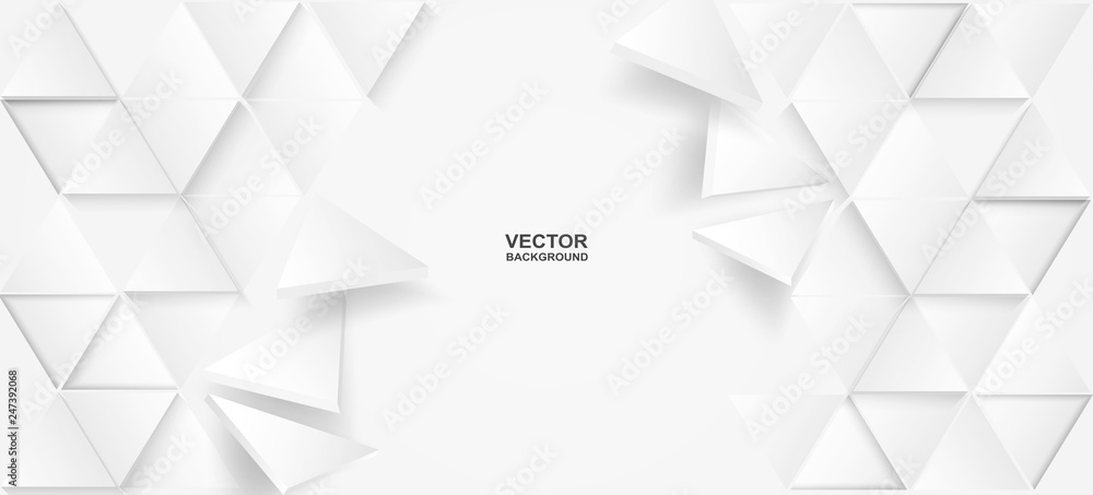 Abstract. Triangle polygon, white paper background, light and shadow ...