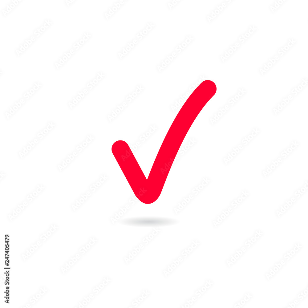 Red tick. Red check mark. Tick symbol, icon, sign in Red color vector ...