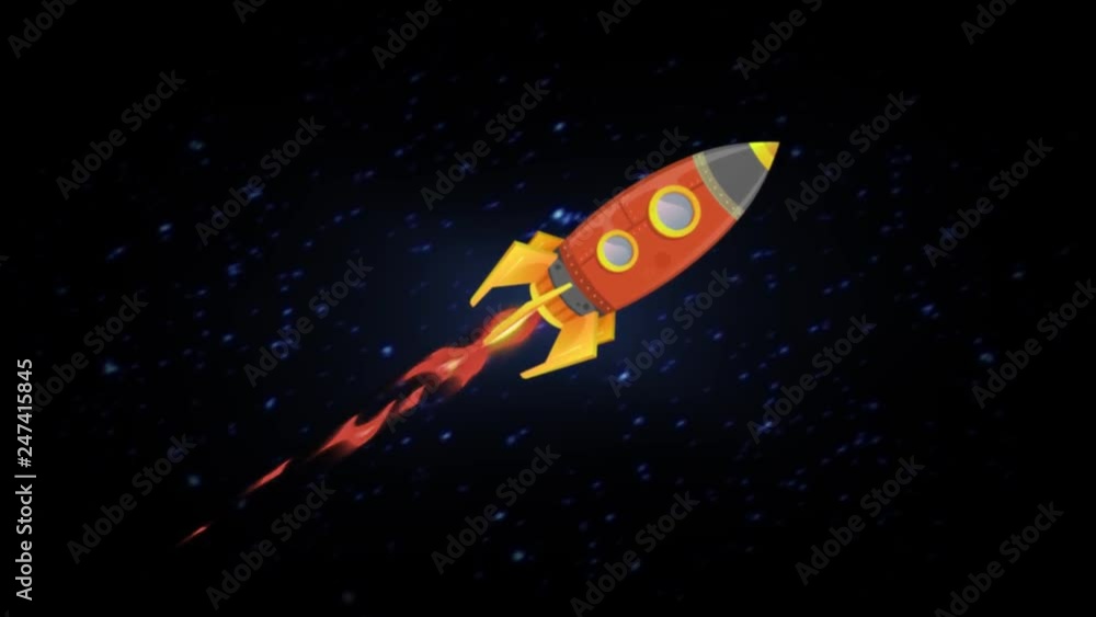 Rocket Ship Flying Through Space Animation Loop/ Looped Animation of a ...
