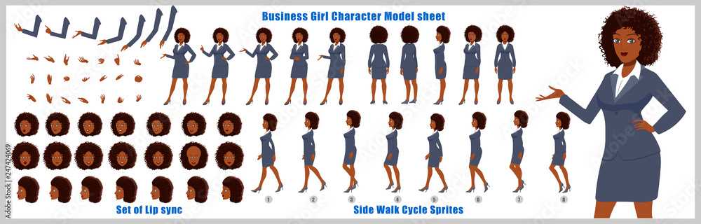 Character Model sheet with walk cycle animation sprites and lip syncing ...