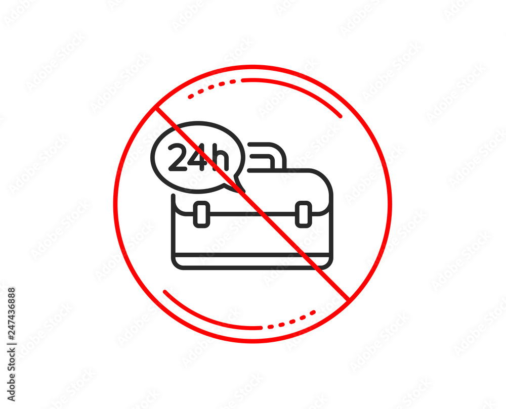 No or stop sign. 24 hour service line icon. Support help sign. Feedback ...