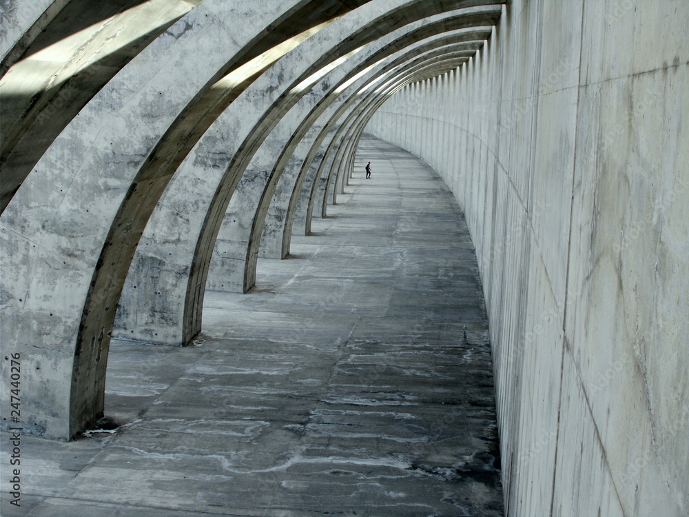 Modern Flying Buttress with concrete wall and arches a civil ...