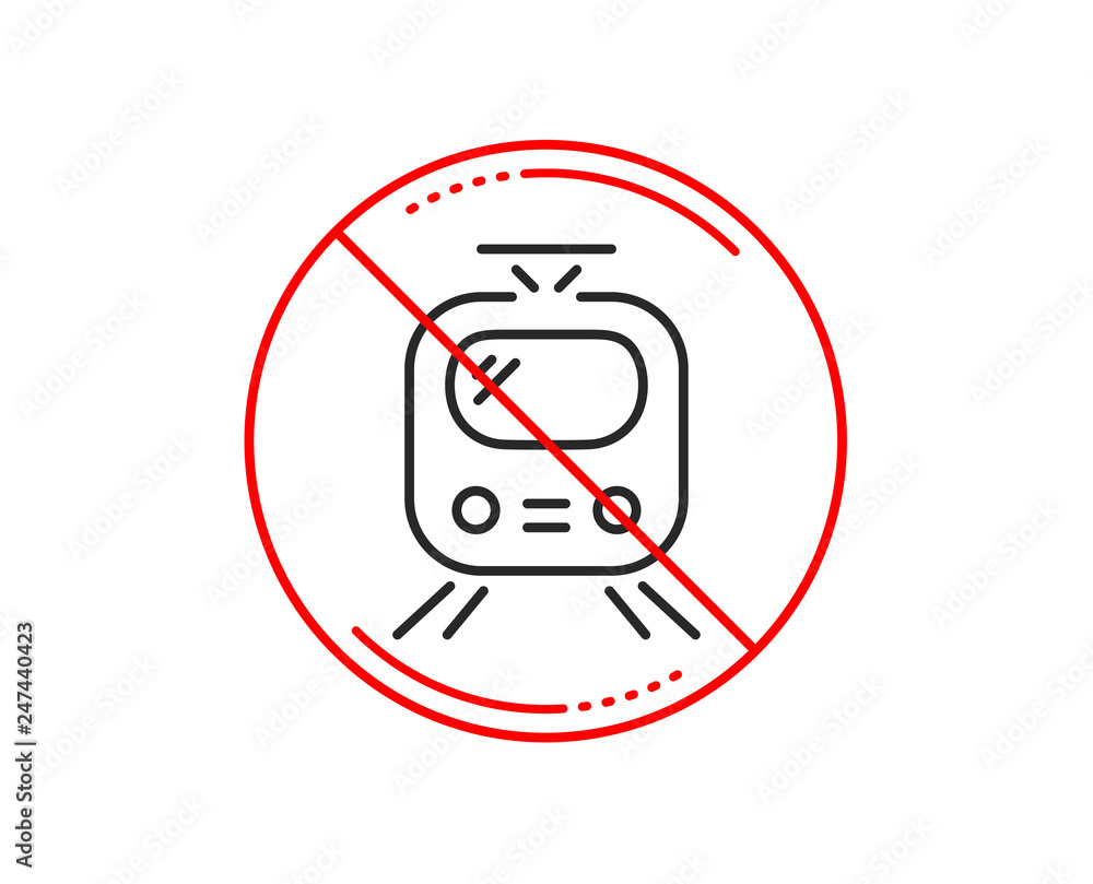 No or stop sign. Train transport line icon. Public transportation sign ...
