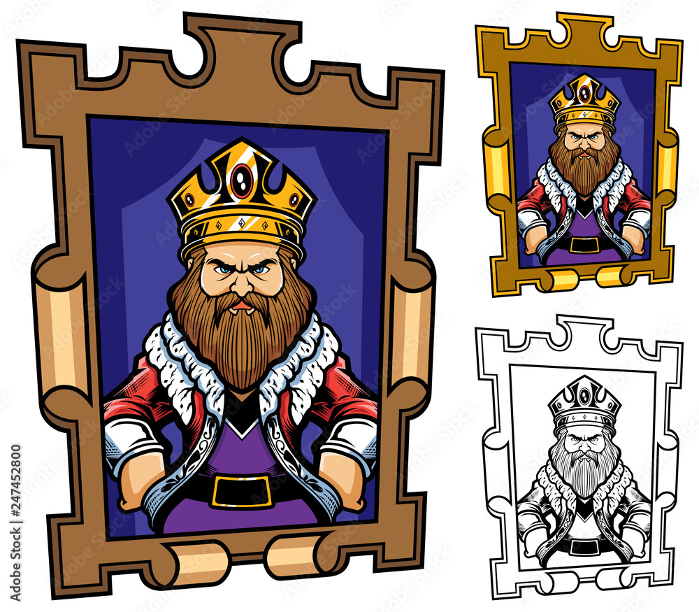 King Cartoon Portrait Stock Vector | Adobe Stock