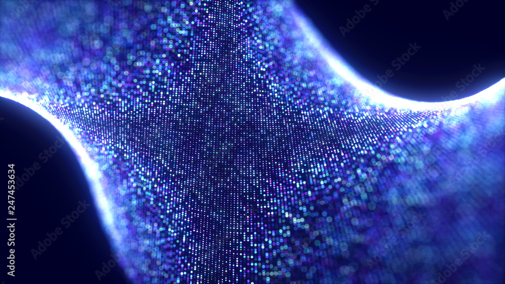 Abstract Blue Particles Background with Depth of Field and Glow Stock ...