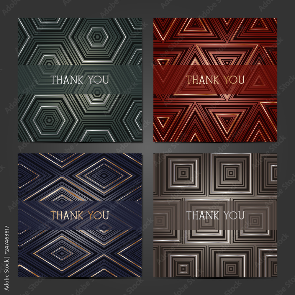Collection of 4 card templates with geometric pattern. For the wedding ...