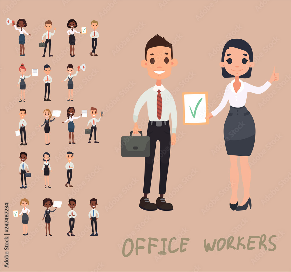 Girl man office documents briefcase tie formal wear suit business ...