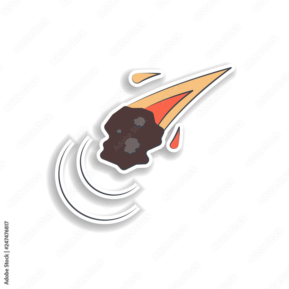 asteroid cartoon sticker icon. Elements of Prehistoric in color icons ...