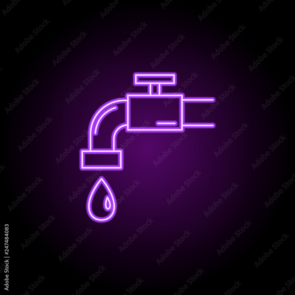 save the water outline icon. Elements of Ecology in neon style icons ...