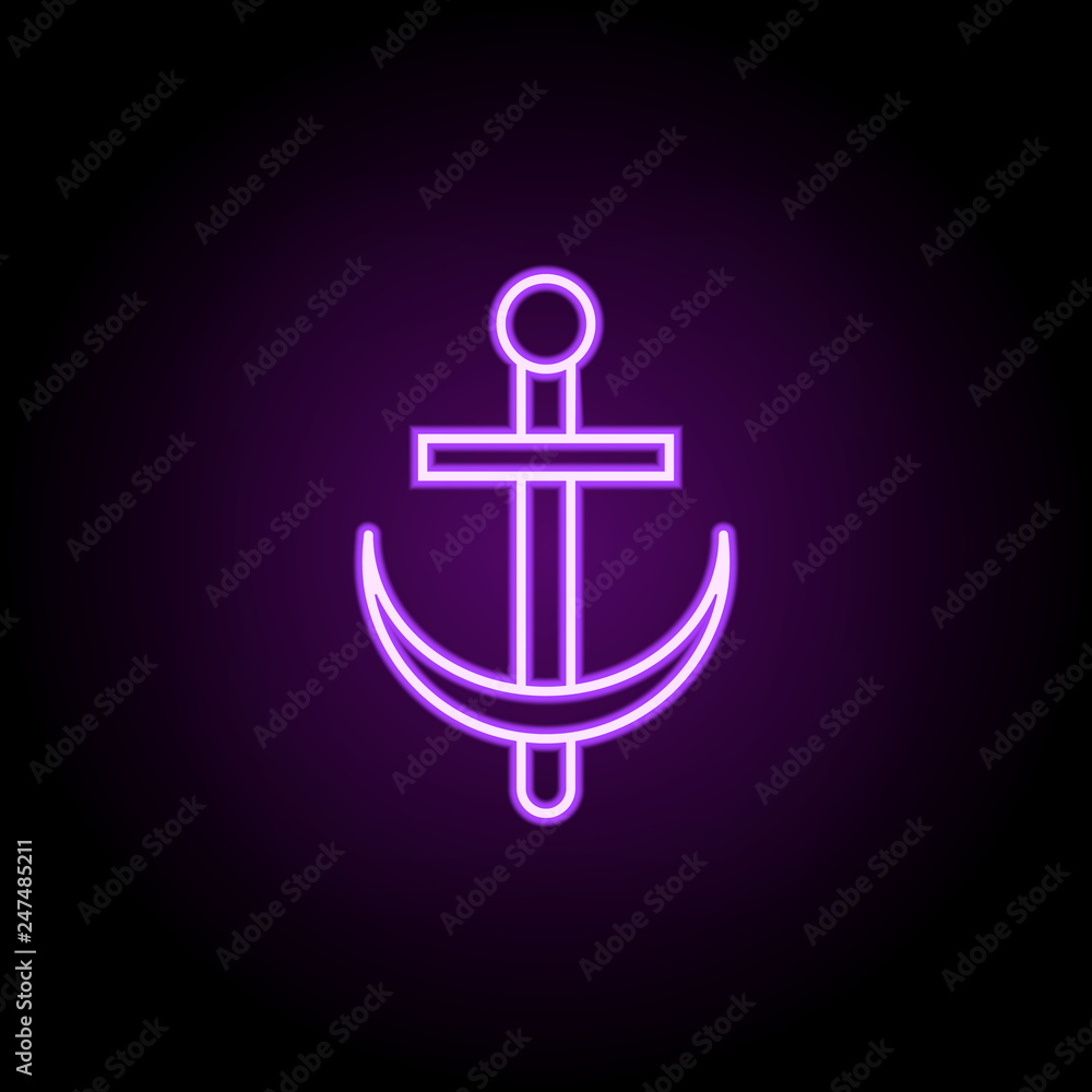 anchor outline icon. Elements of Cargo logistic in neon style icons ...