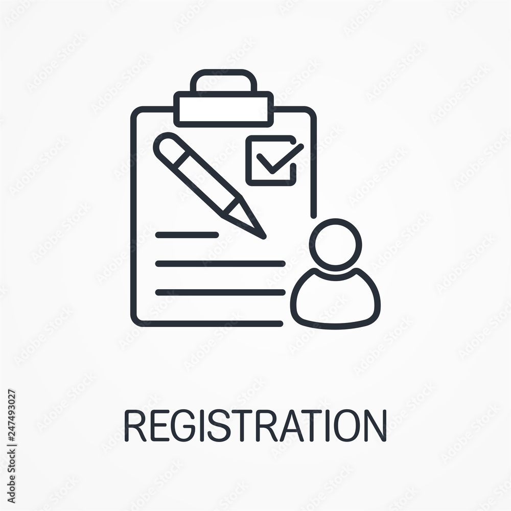 Client registration. Vector linear image. Stock Vector | Adobe Stock