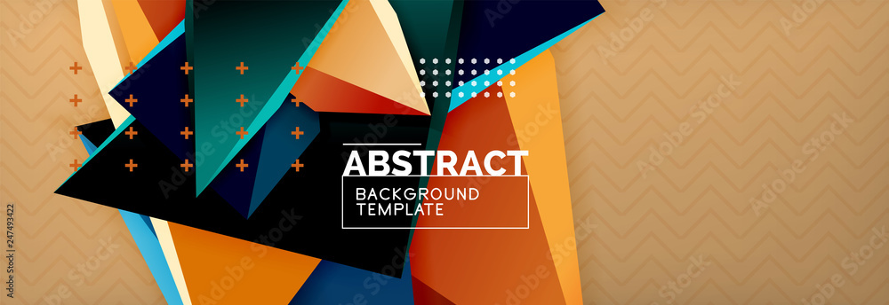 3d triangular shapes geometric background. Origami style pattern with ...