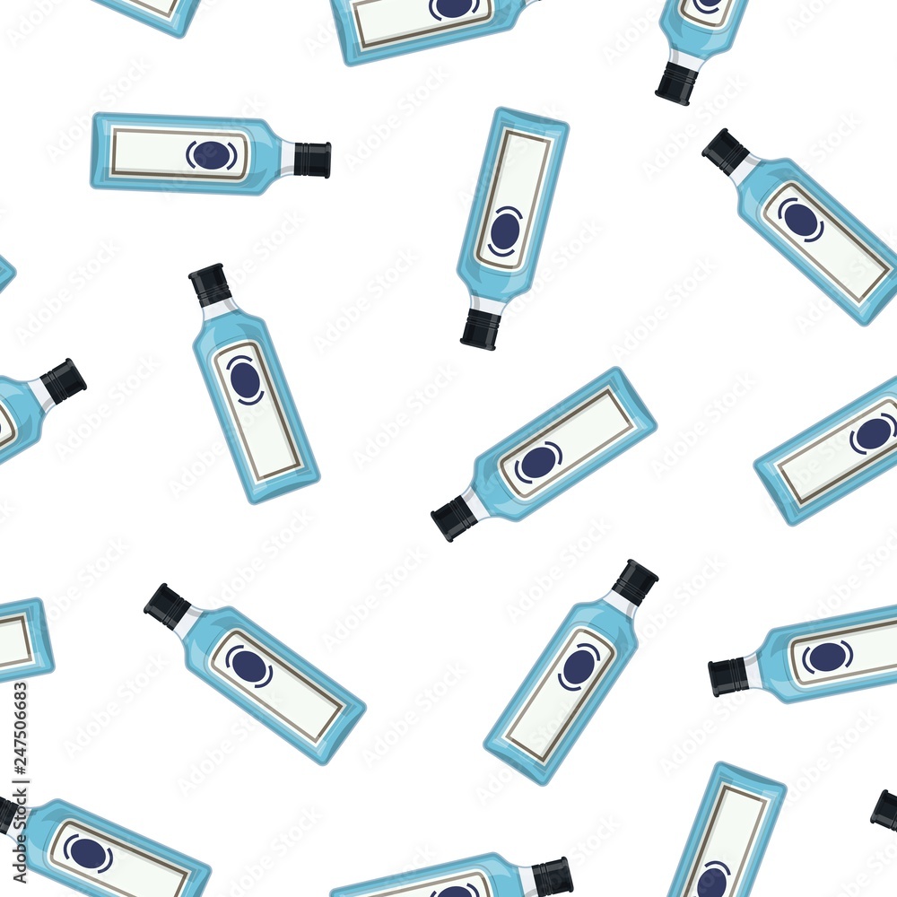Bottle of gin . Gin alcohol drink. Seamless Repeat Pattern Background ...