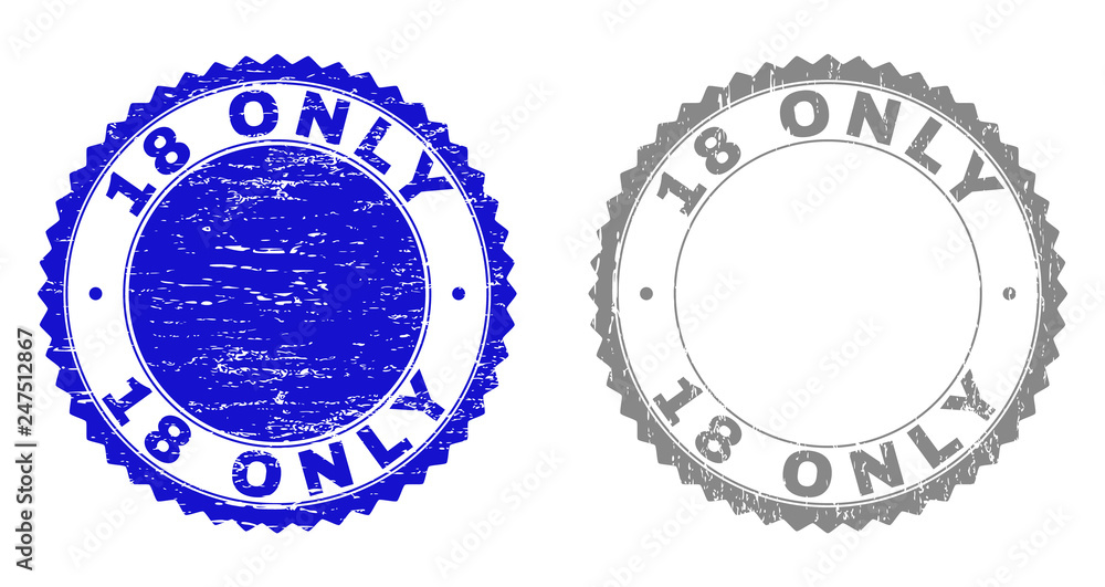 18 ONLY stamp seals with distress texture in blue and grey colors ...