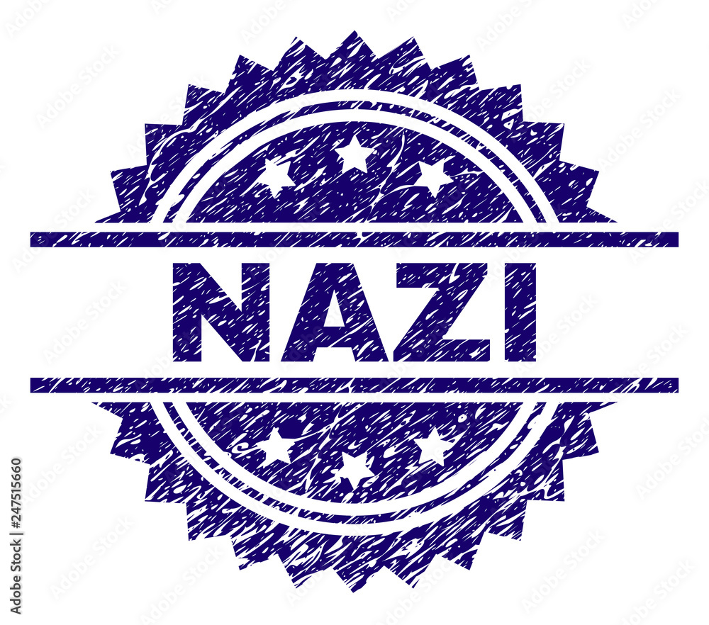 NAZI stamp seal watermark with distress style. Blue vector rubber print ...