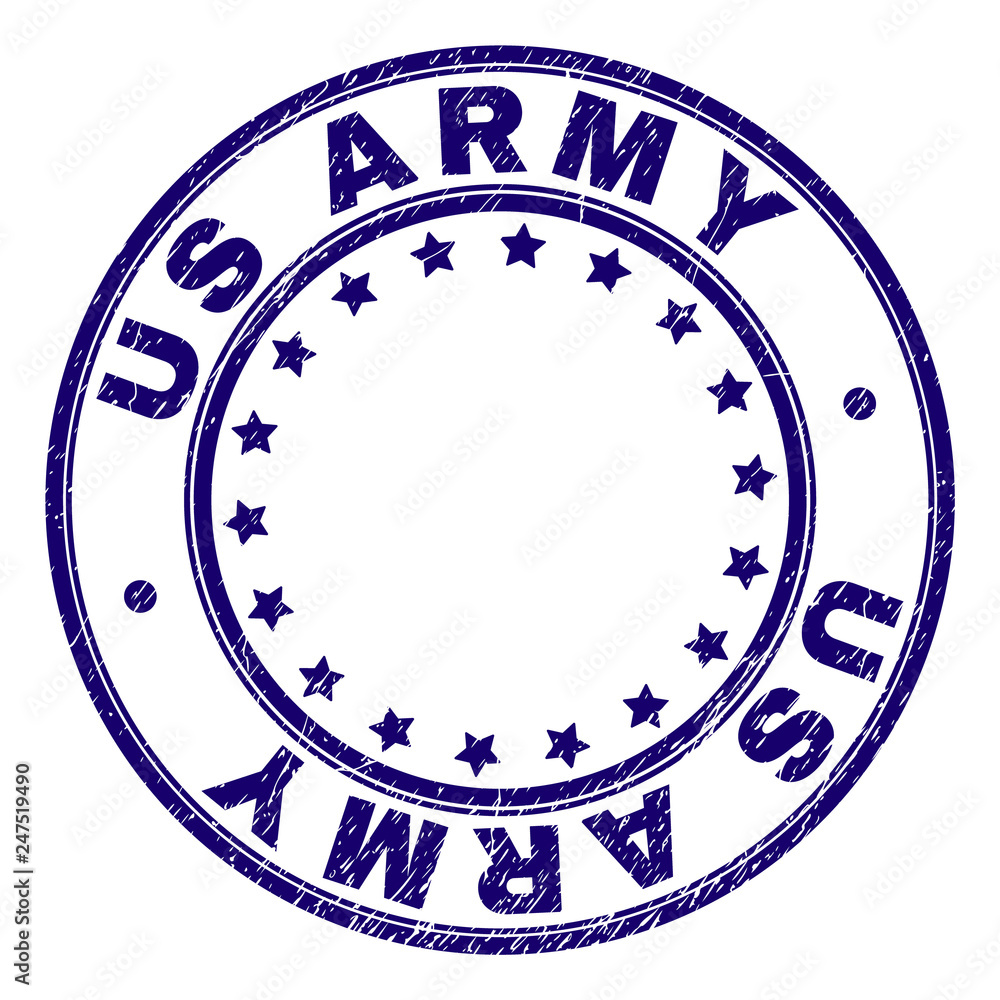 US ARMY stamp seal imprint with distress texture. Designed with round ...