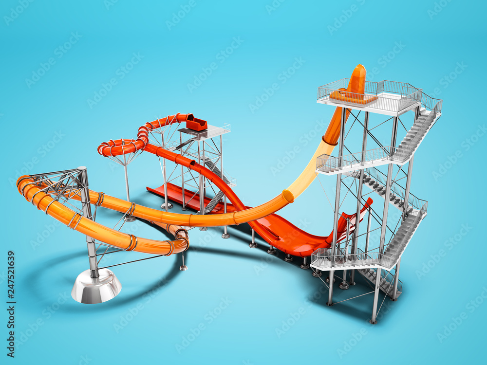 Concept big water slide for water park or beach entertainment 3d render ...