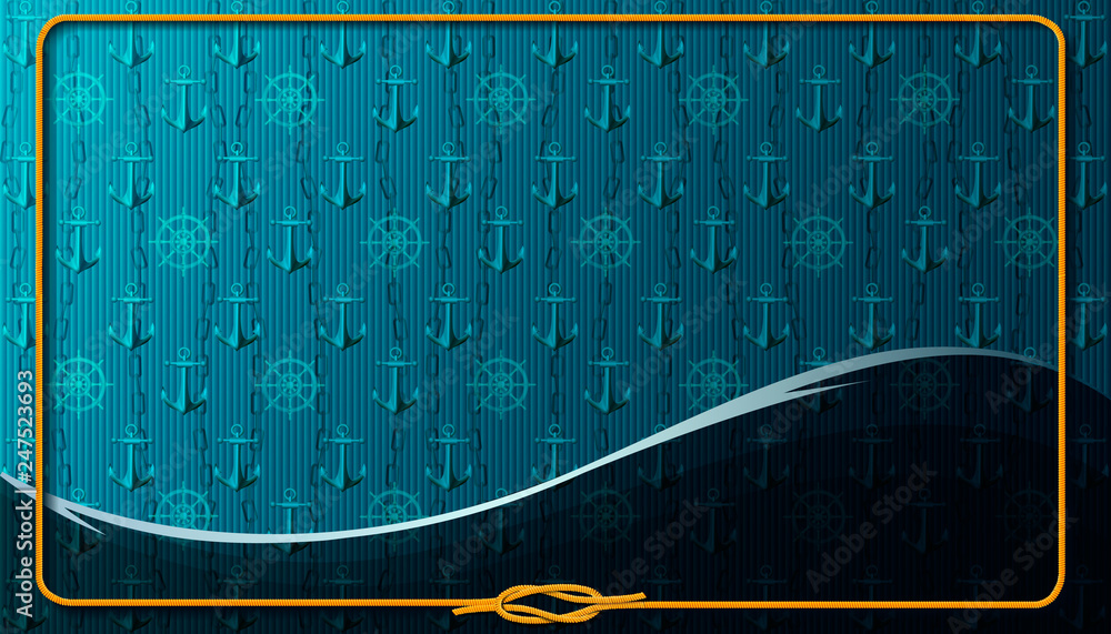 Maritime background with a frame from mooring rope. เวกเตอร์สต็อก ...