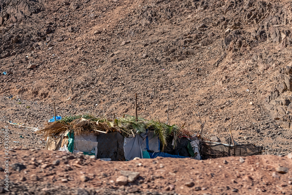 .Poverty Bedouin in the Sinai Desert. Slum dwellers of nomads Stock ...