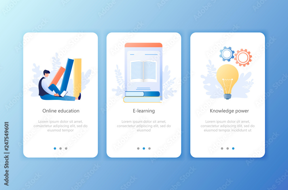 Online education, E-learning, Knowledge power, Courses. Set of ...