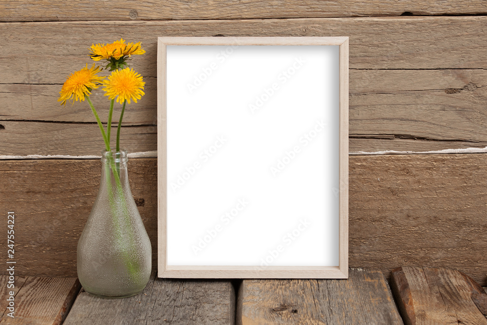 8x10 thin box frame mockup on a wooden background Stock Photo | Adobe Stock