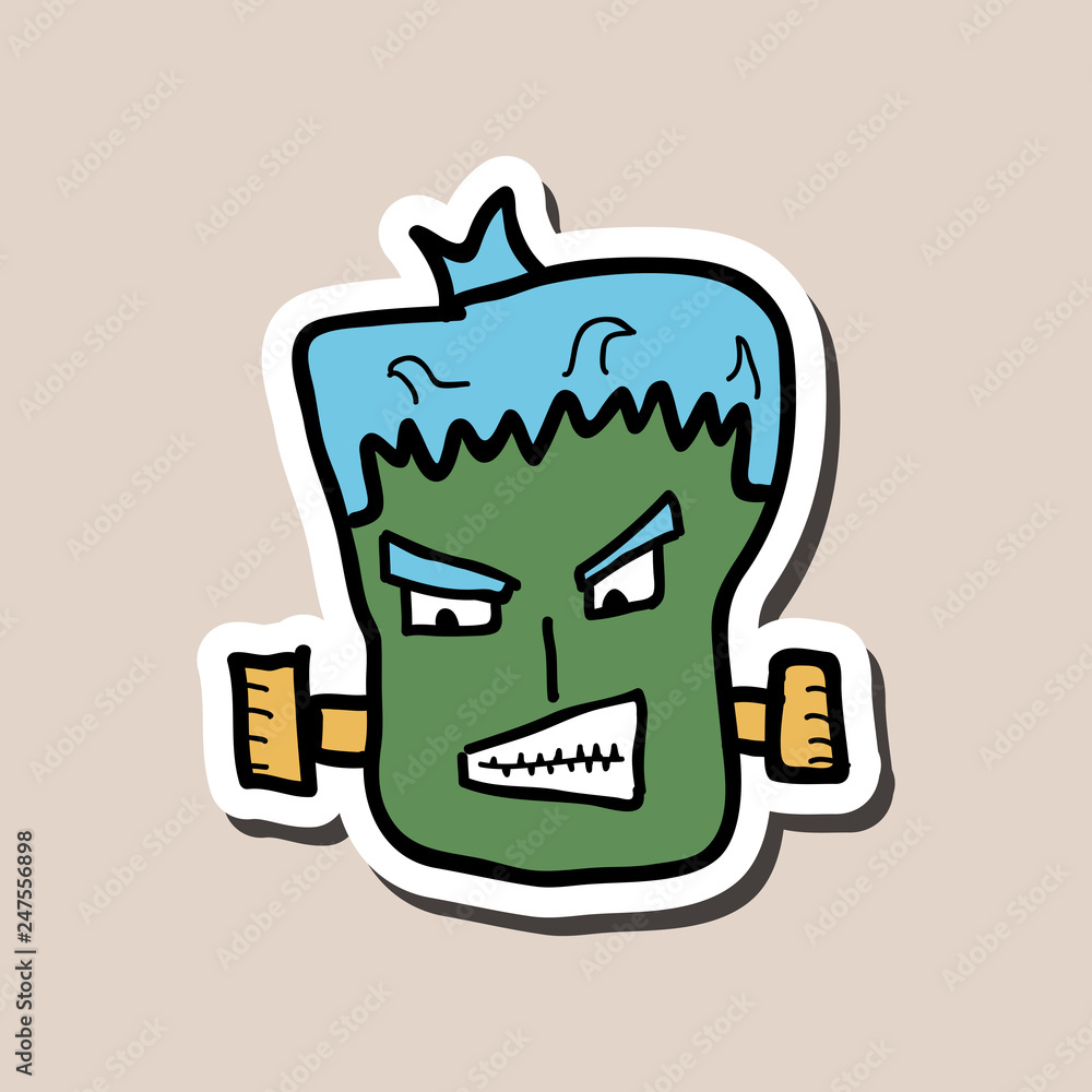 Cartoon zombie head. Vector illustration with gradients. Stock Vector ...