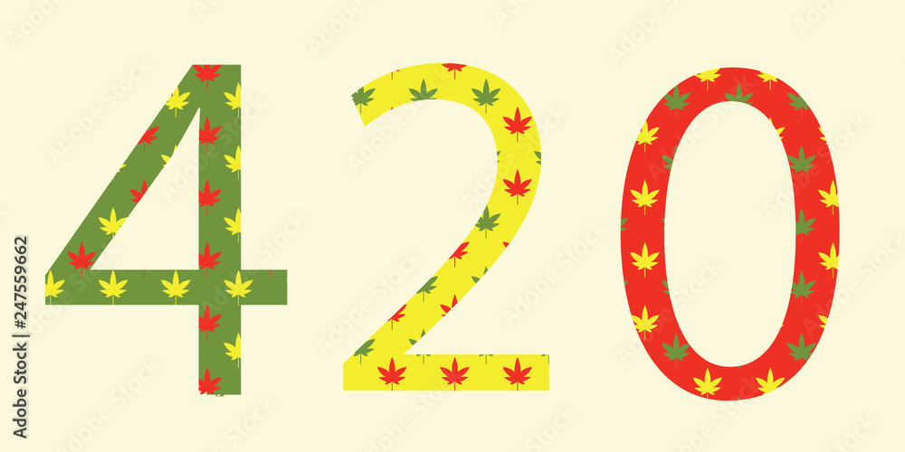420 vector cifres with colorfull weed leaves. Rastaman colors. Stock ...