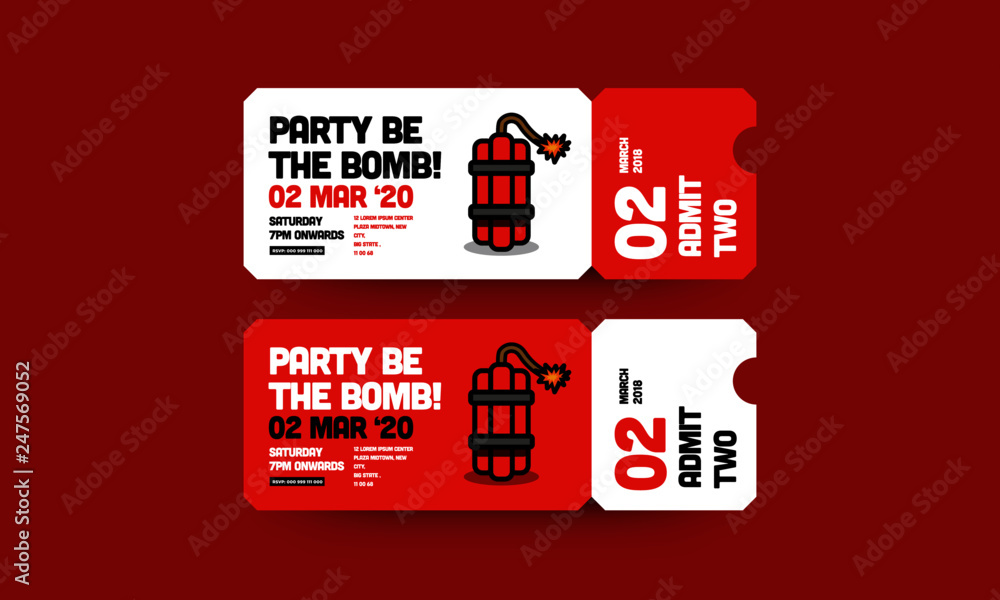 Party be the Bomb Invitation Design with Where and When Details Stock ...