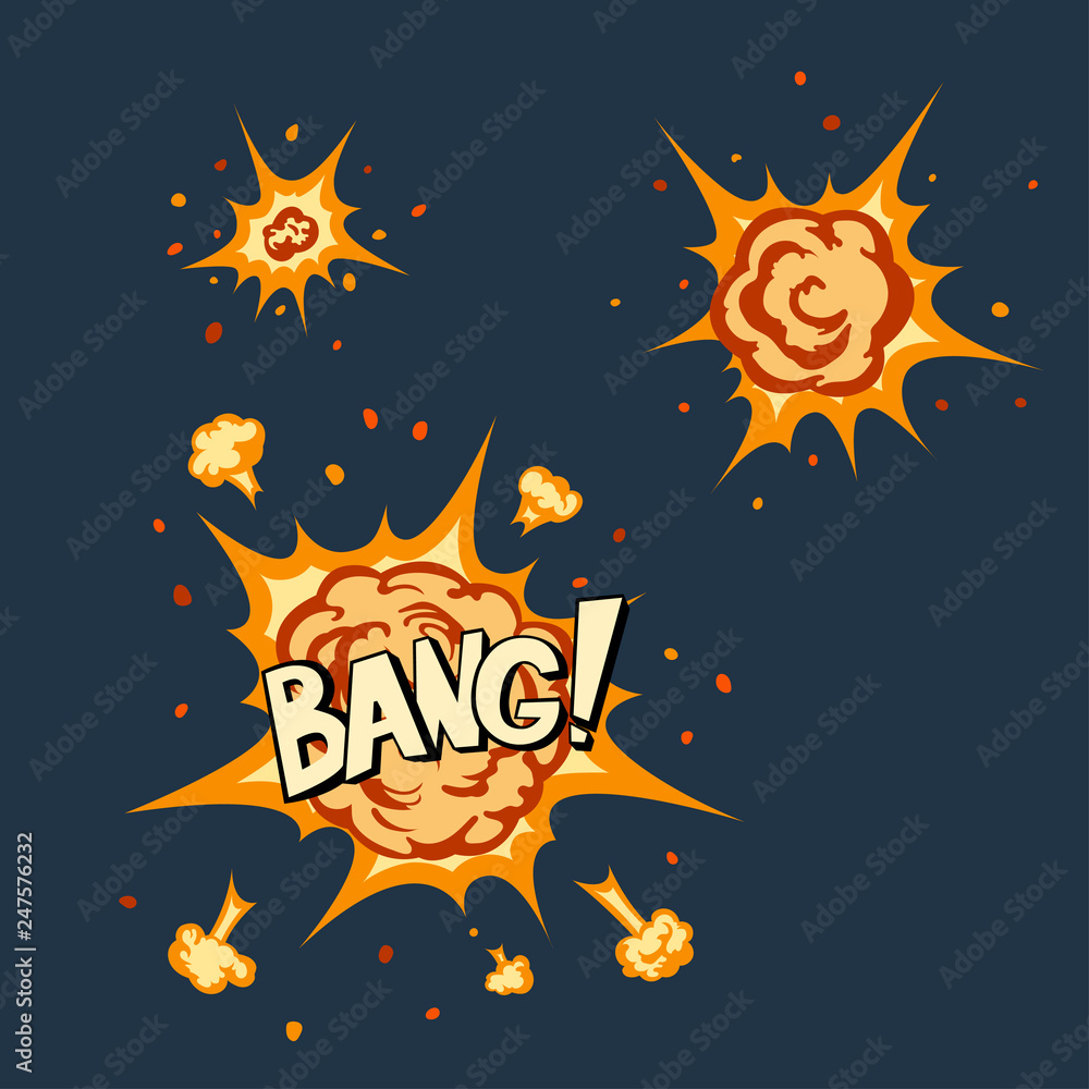 Explosion animation in cartoon style. Isolated image of comic blast ...