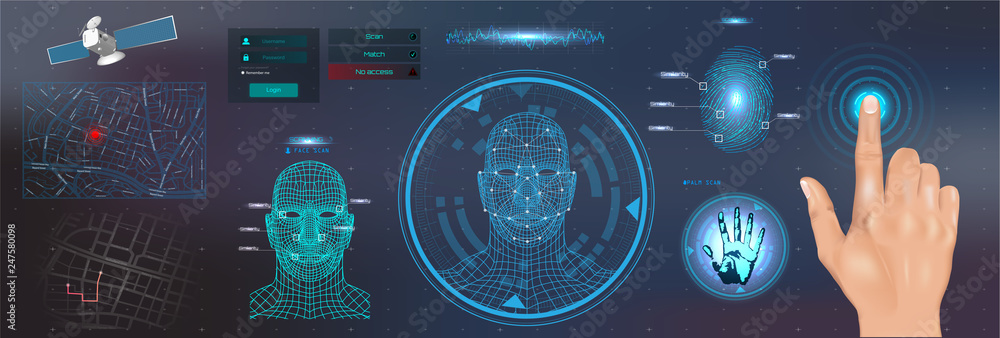Stockvector Scanning Identification System in HUD style. Scan ...