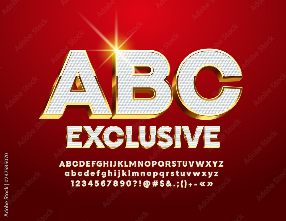 Vector exclusive White and Golden Font. Chic royal Alphabet Letters ...