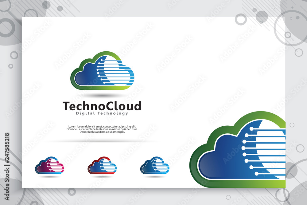 Cloud Data Vector logo for technology data service with modern color ...