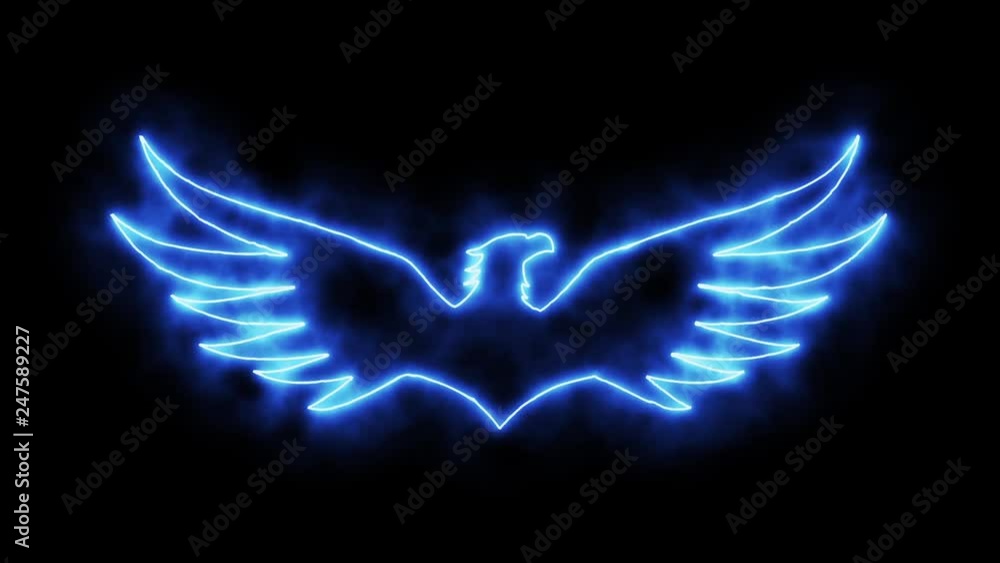 Blue Burning Eagle Animated Logo Loopable Graphic Element Stock Video ...