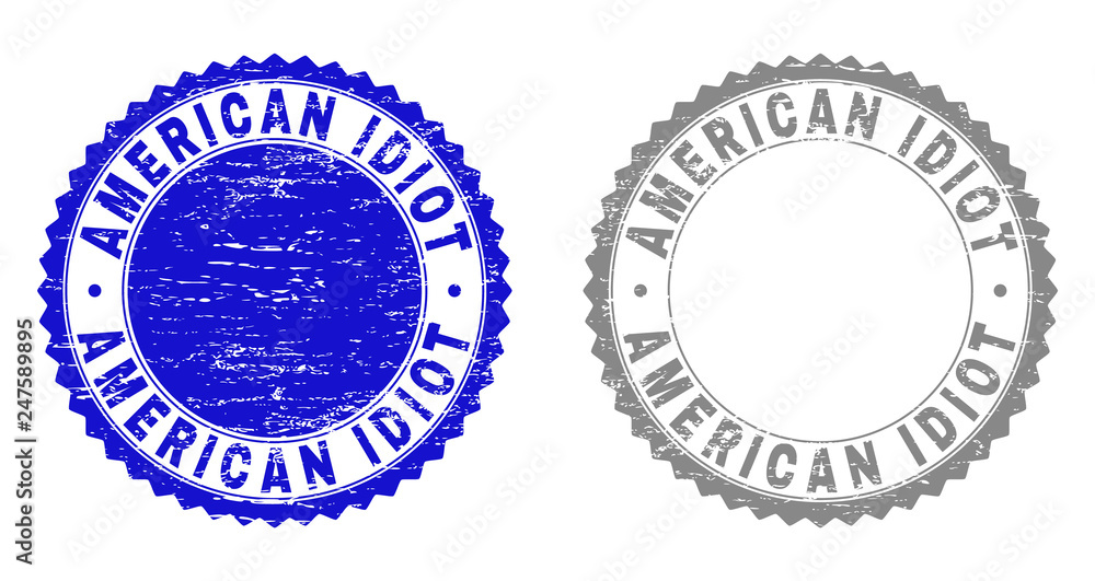 Grunge AMERICAN IDIOT stamp seals isolated on a white background ...