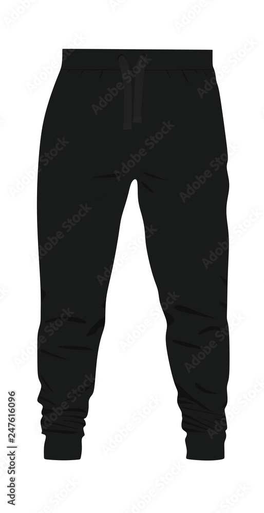 Black tracksuit bottom. vector illustration Stock Vector | Adobe Stock