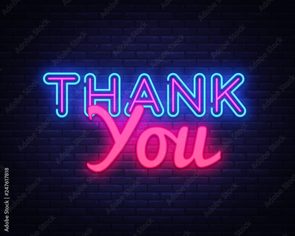 Thank You neon sign vector. Thank You Design template neon sign, light ...