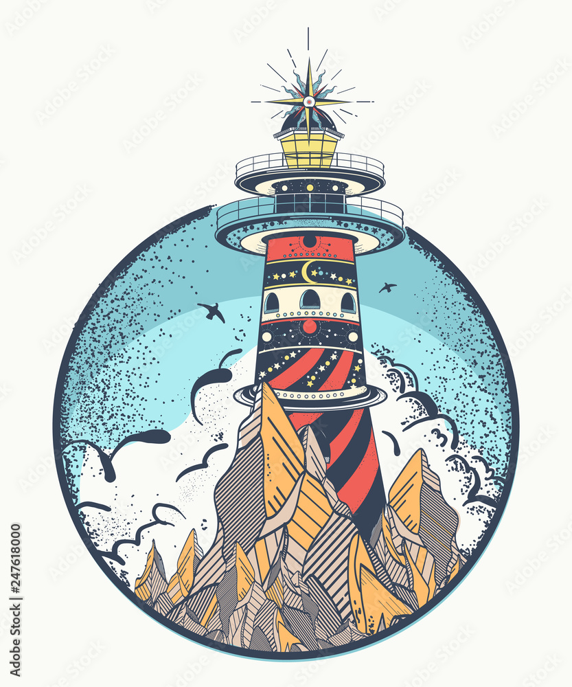 Lighthouse Tattoo Stencil