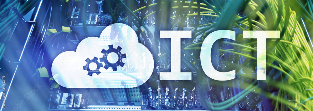 ICT - information and communications technology concept on server room ...