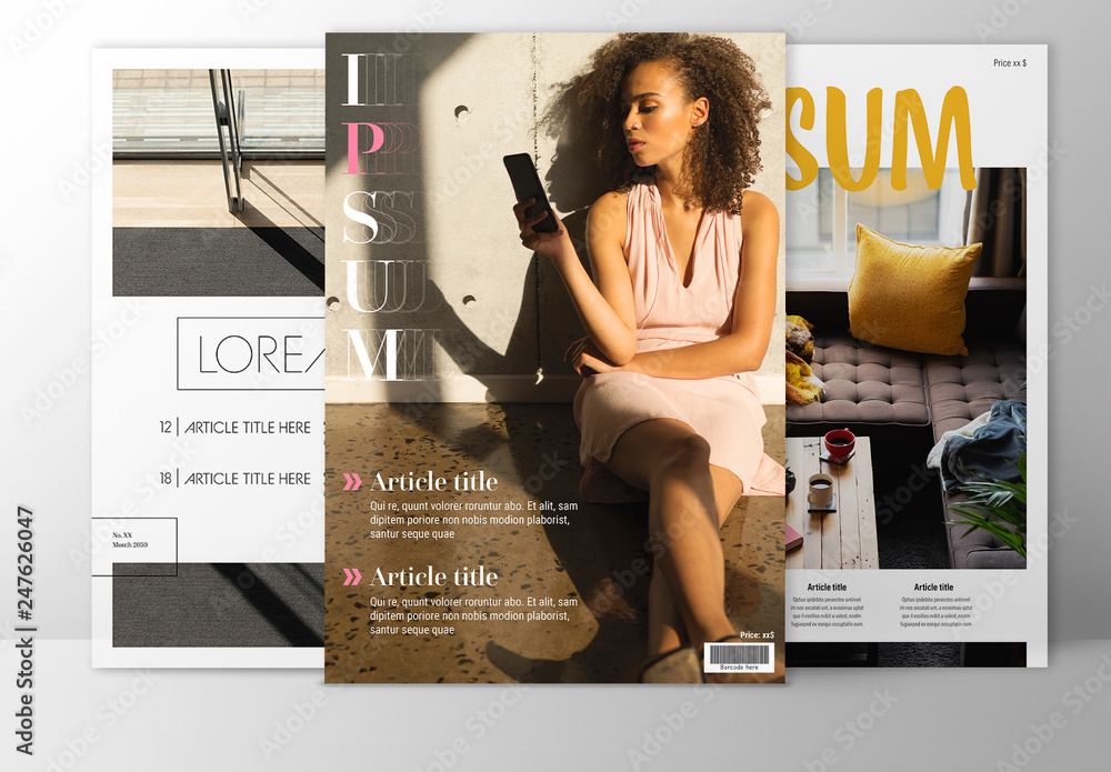 Magazine Cover Layout Set Stock Template | Adobe Stock
