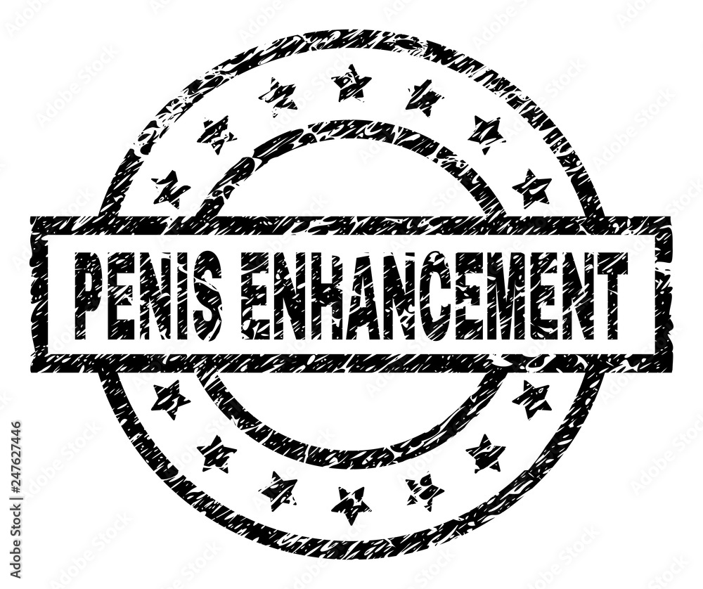 PENIS ENHANCEMENT stamp seal watermark with distress style. Designed ...