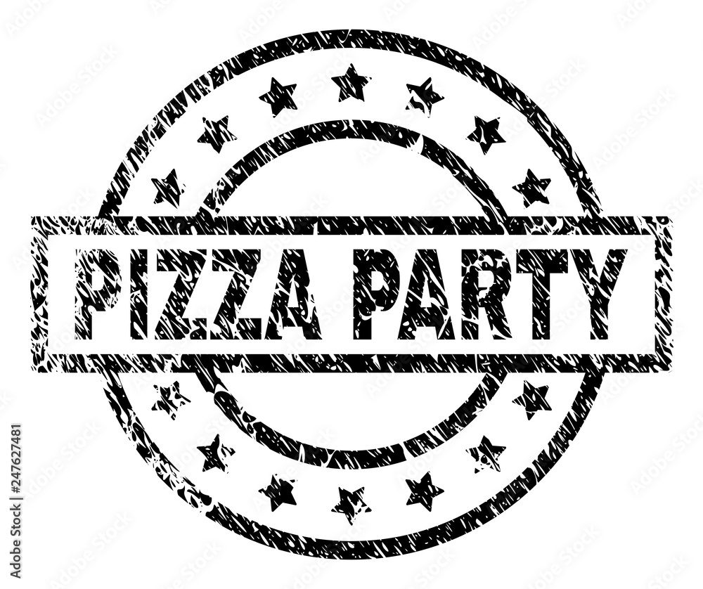 PIZZA PARTY stamp seal watermark with distress style. Designed with ...