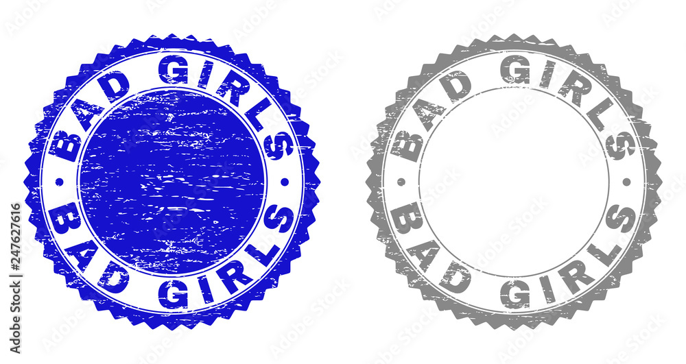 Grunge BAD GIRLS stamp seals isolated on a white background. Rosette ...