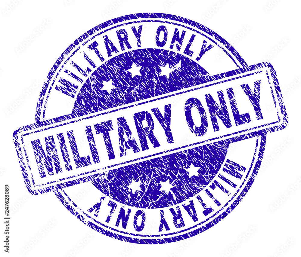 MILITARY ONLY stamp seal watermark with grunge style. Designed with ...